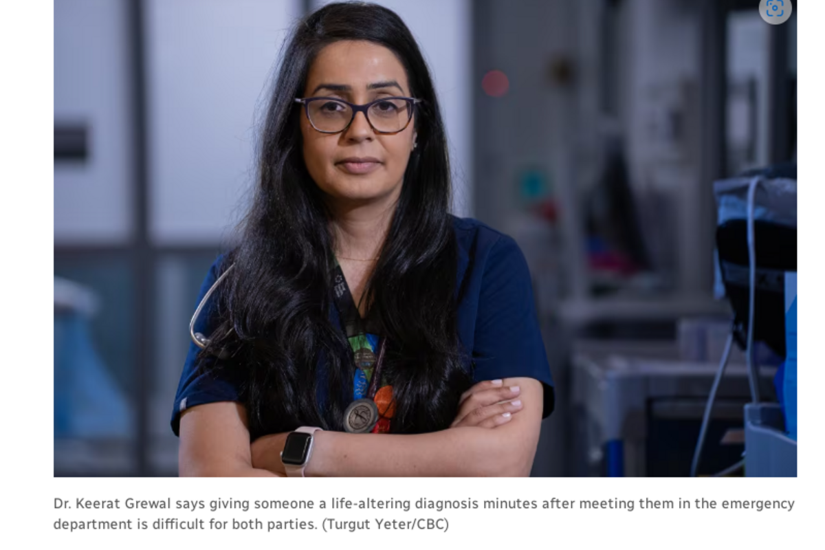Dr. Keerat Grewal gets featured in CBC National | Schwartz/Reisman Emergency Medicine Institute